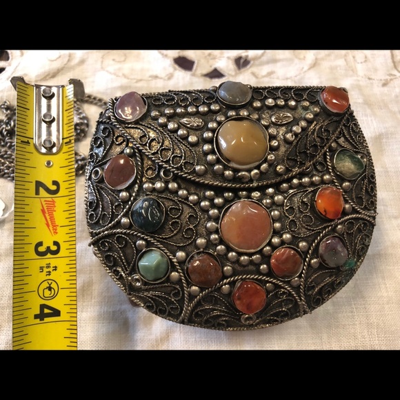 Sajai | Bags | Vintage Sajai Metal Purse With Natural Stones | Poshmark